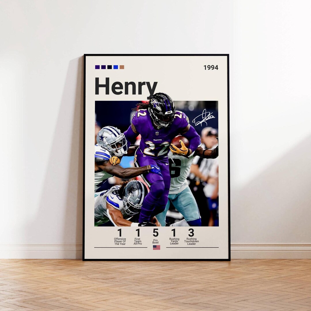Derrick Henry Poster, Ravens Print, Derrick Henry Fan Gift, NFL Fan ...