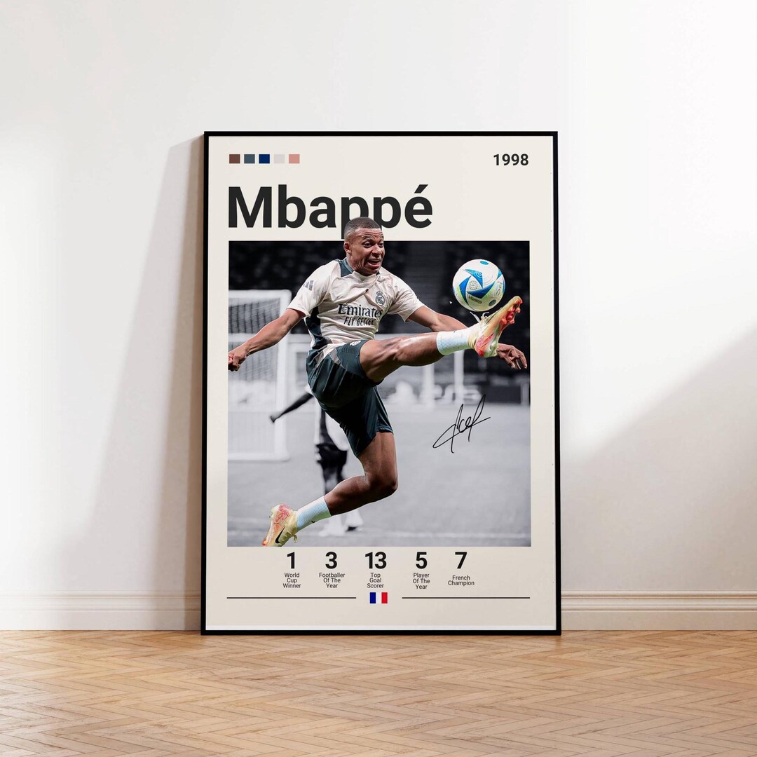Kylian Mbappe Poster, Real Madrid Print, Mbappe Fan Gift, Soccer Gifts ...