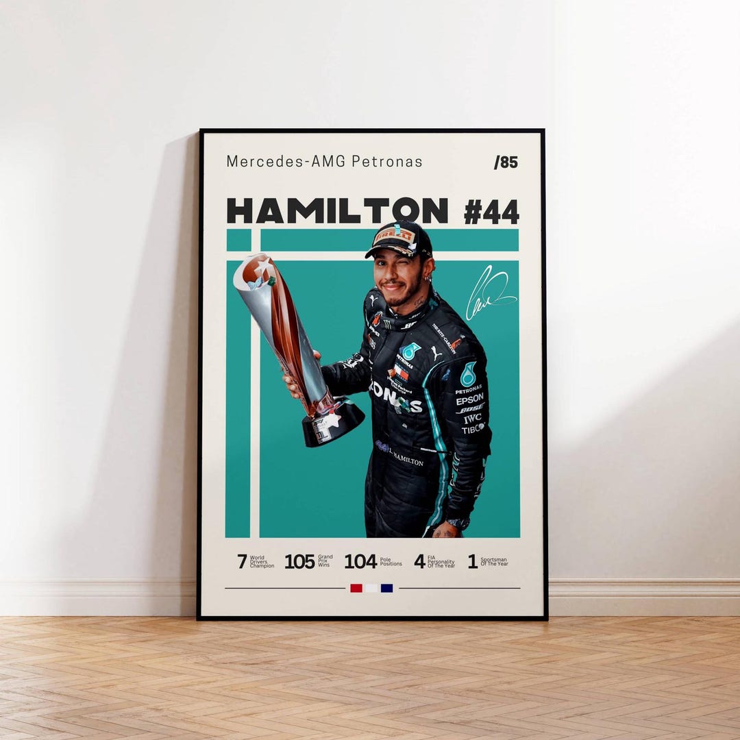 Lewis Hamilton Poster, Mercedes F1 Poster, Formula 1 Wall Art, F1 ...