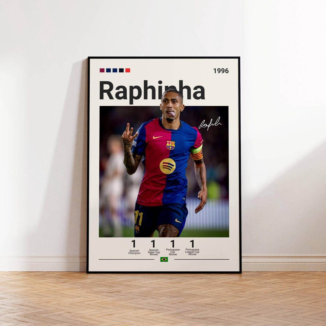 Raphinha Poster, FC Barcelona Print, Raphinha Fan Gift, Soccer Gifts ...