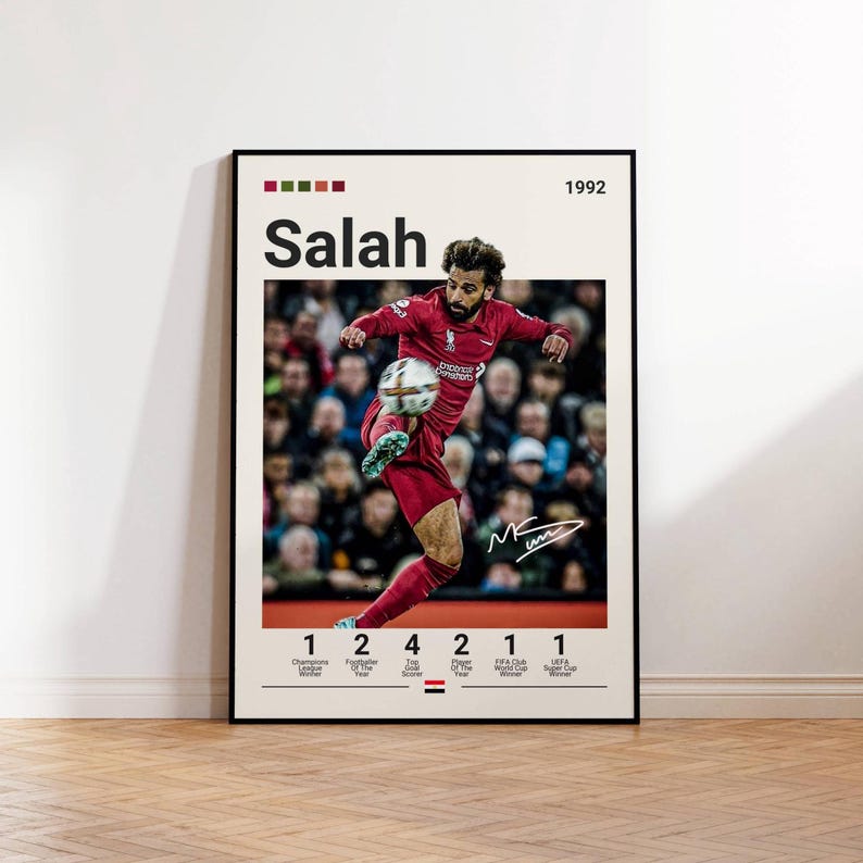 Mohamed Salah Poster, Liverpool Print, Mohamed Salah Fan Gift, Soccer ...