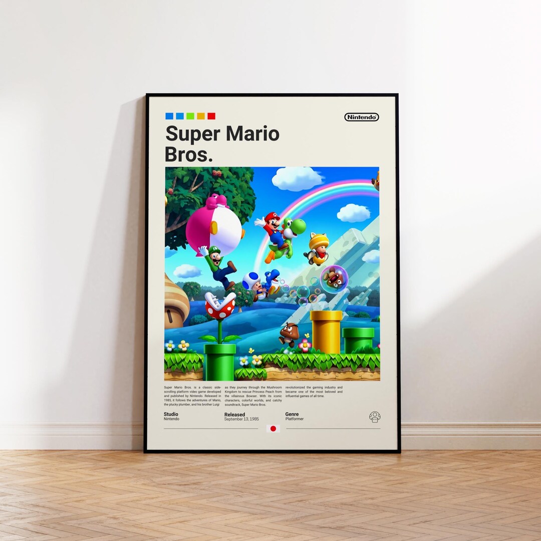 Super Mario Bros Poster, Gaming Room Poster, Super Mario Fan Gift ...