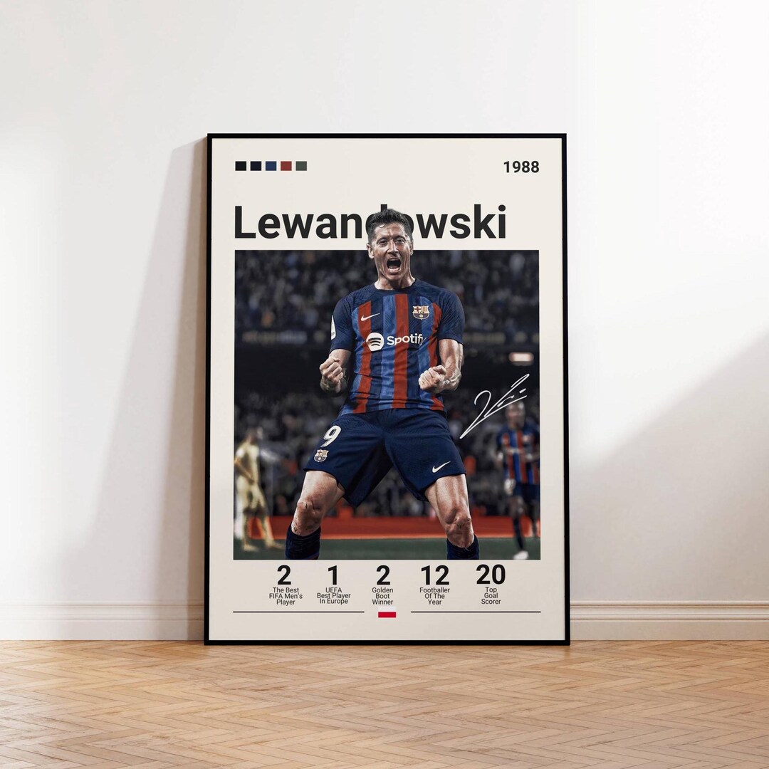 Robert Lewandowski Poster, Barca Print, Lewandowski Fan Gift, Soccer ...