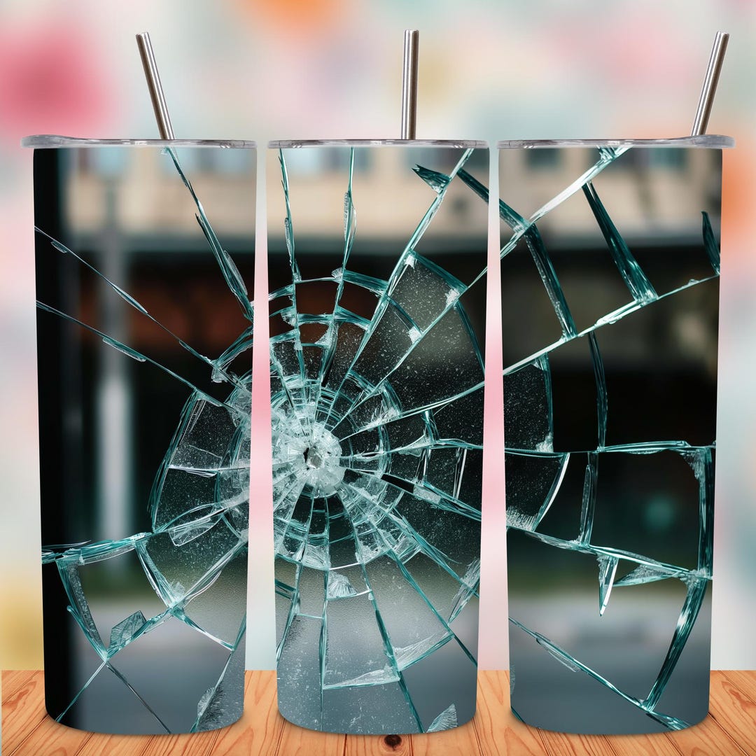 Broken Glass Tumbler Wrap, Sublimation PNG , Wrap 20oz Skinny Tumbler ...