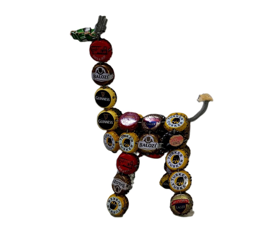 Vintage Beer Bottle Cap Giraffe, Handmade Kenya Folk Art, Primitive ...