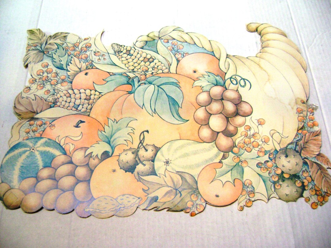 Vintage Extra Large Cornucopia Die Cut, Thanksgiving Fall Harvest ...