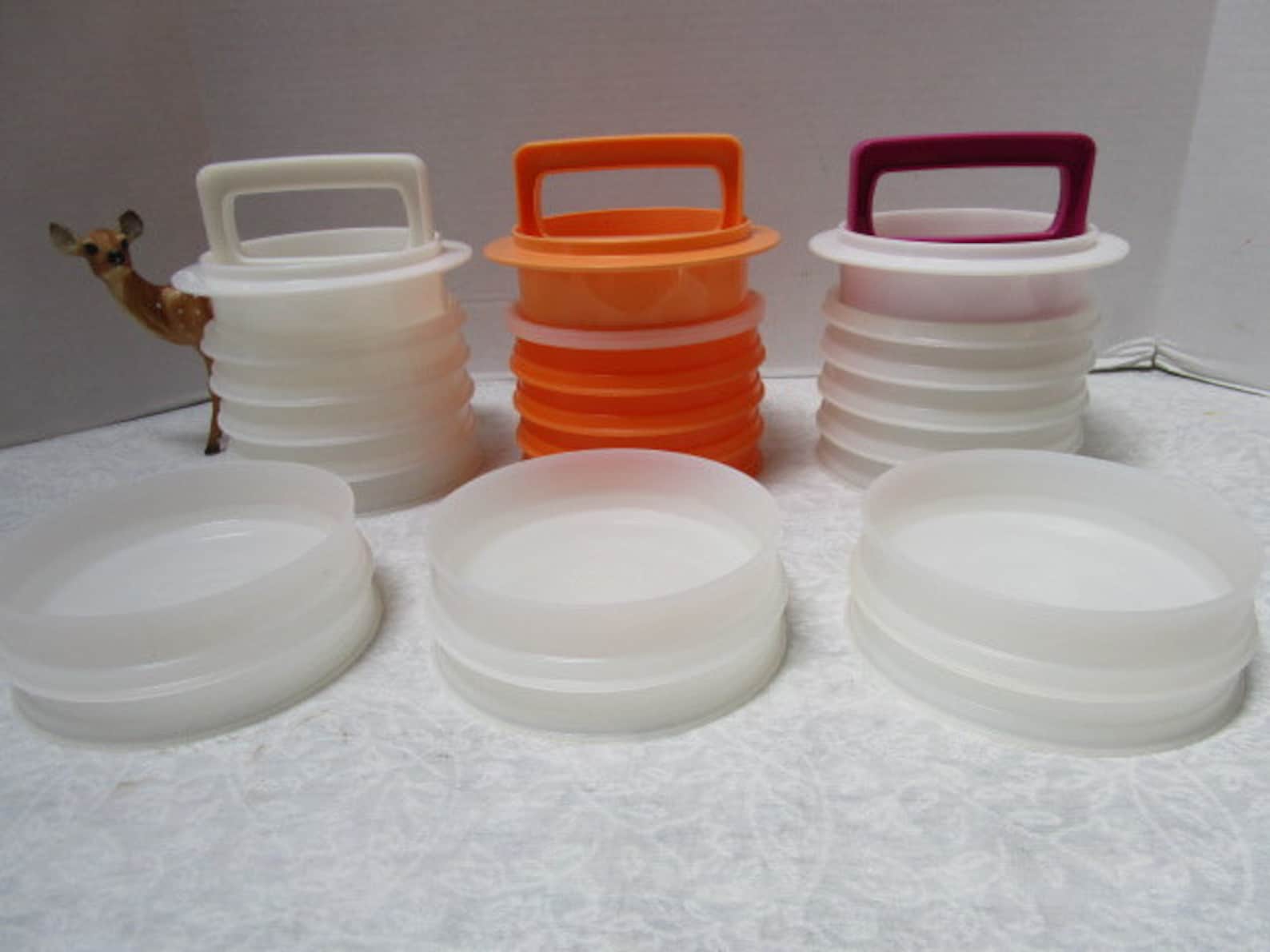 Vintage Tupperware Burger Press and Keepers Set 7 Pieces - Etsy