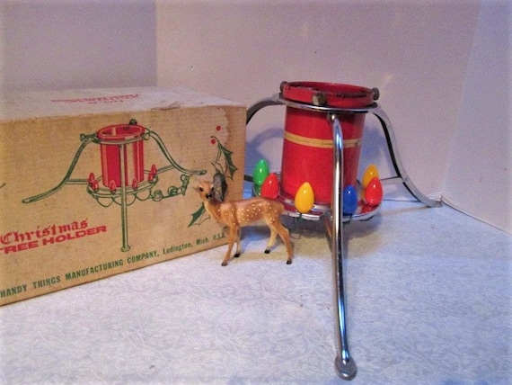 Vintage Christmas Tree Stand w/ Light Holders Built in & | Etsy