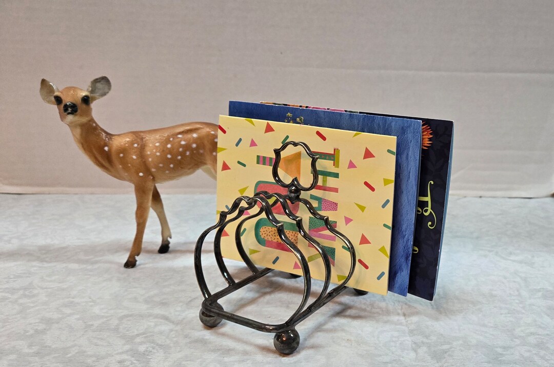 Vintage Toast Rack, Mail Coil / Spiral Letter Holder, Pewter / Silver ...