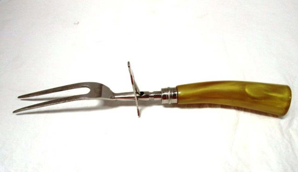 2 Vintage Bakelite Knives, Butterscotch Yellow Handles, Forgecraft ...
