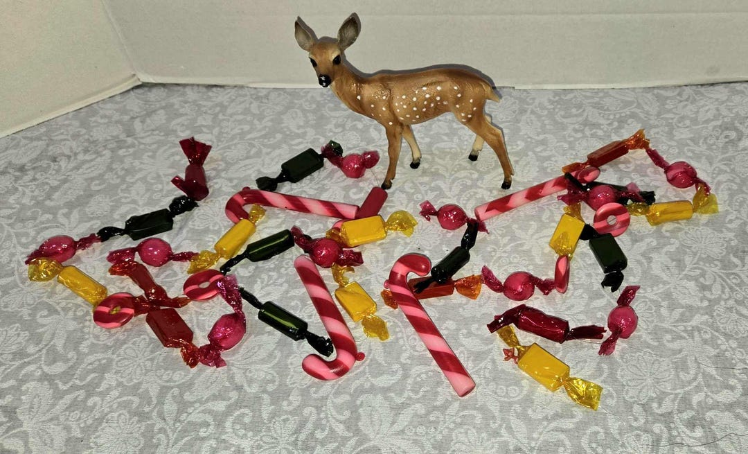 Vintage Candy Garland, Lifesavers, Candy Canes, Cellophane Wrapped ...