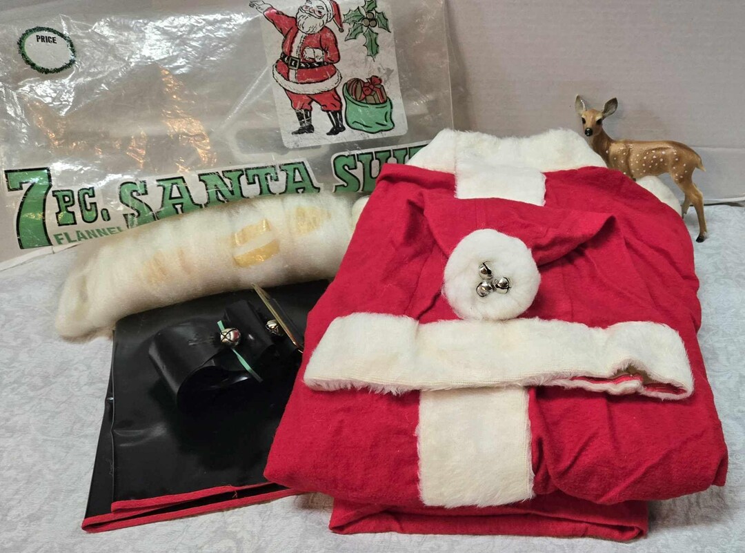 1960s Ben Cooper Santa Claus Suit Costume, XL 7 Pc Complete in Original ...