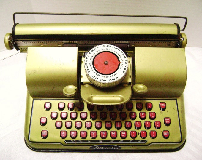 Vintage Toy Typewriter, Berwin Gold, Tin Lithograph, Child's Working ...