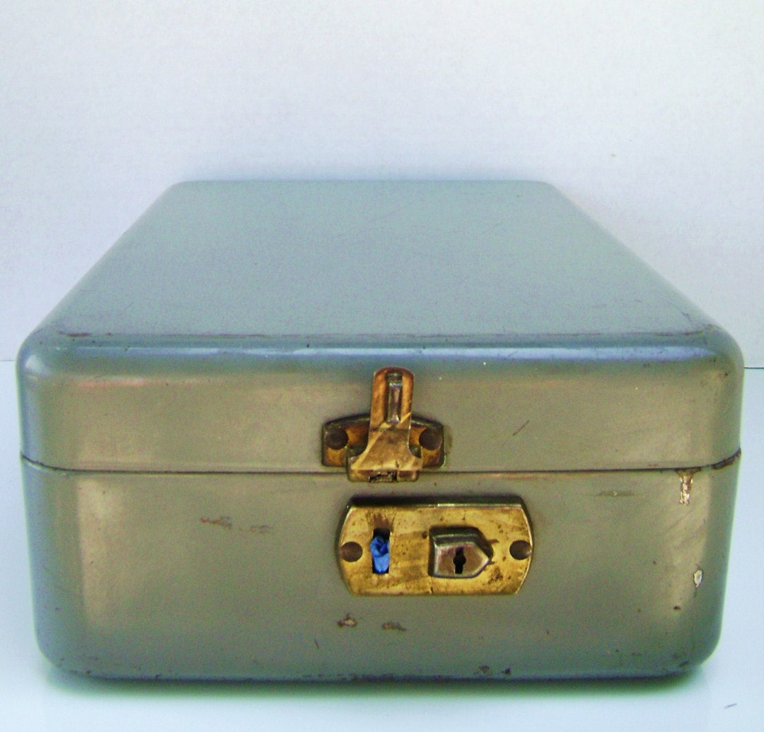 Vintage Steel Lock Box, Industrial Storage, Grey, Repurpose Storage ...