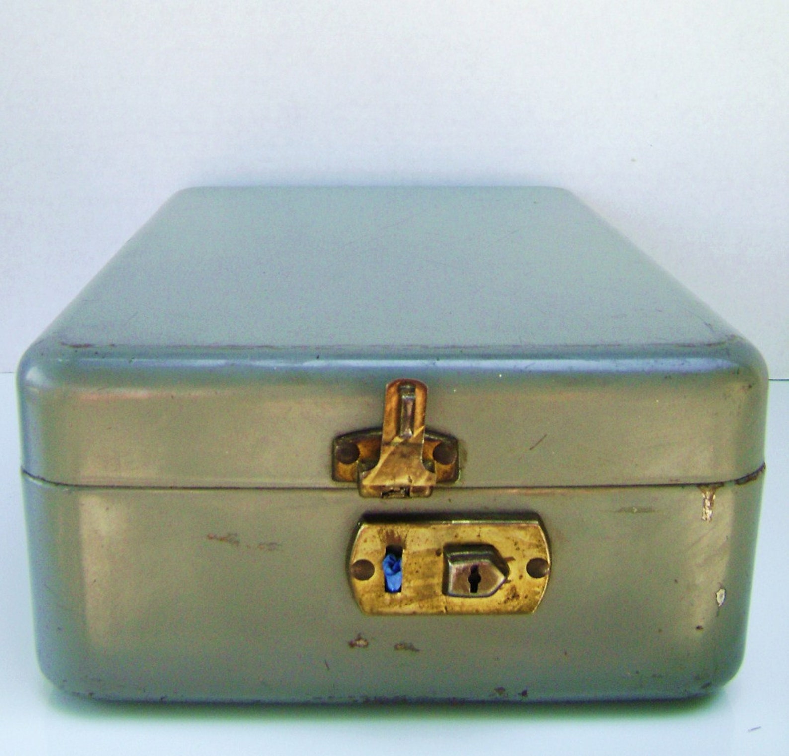 Vintage Steel Lock Box, Industrial Storage, Grey, Repurpose Storage ...