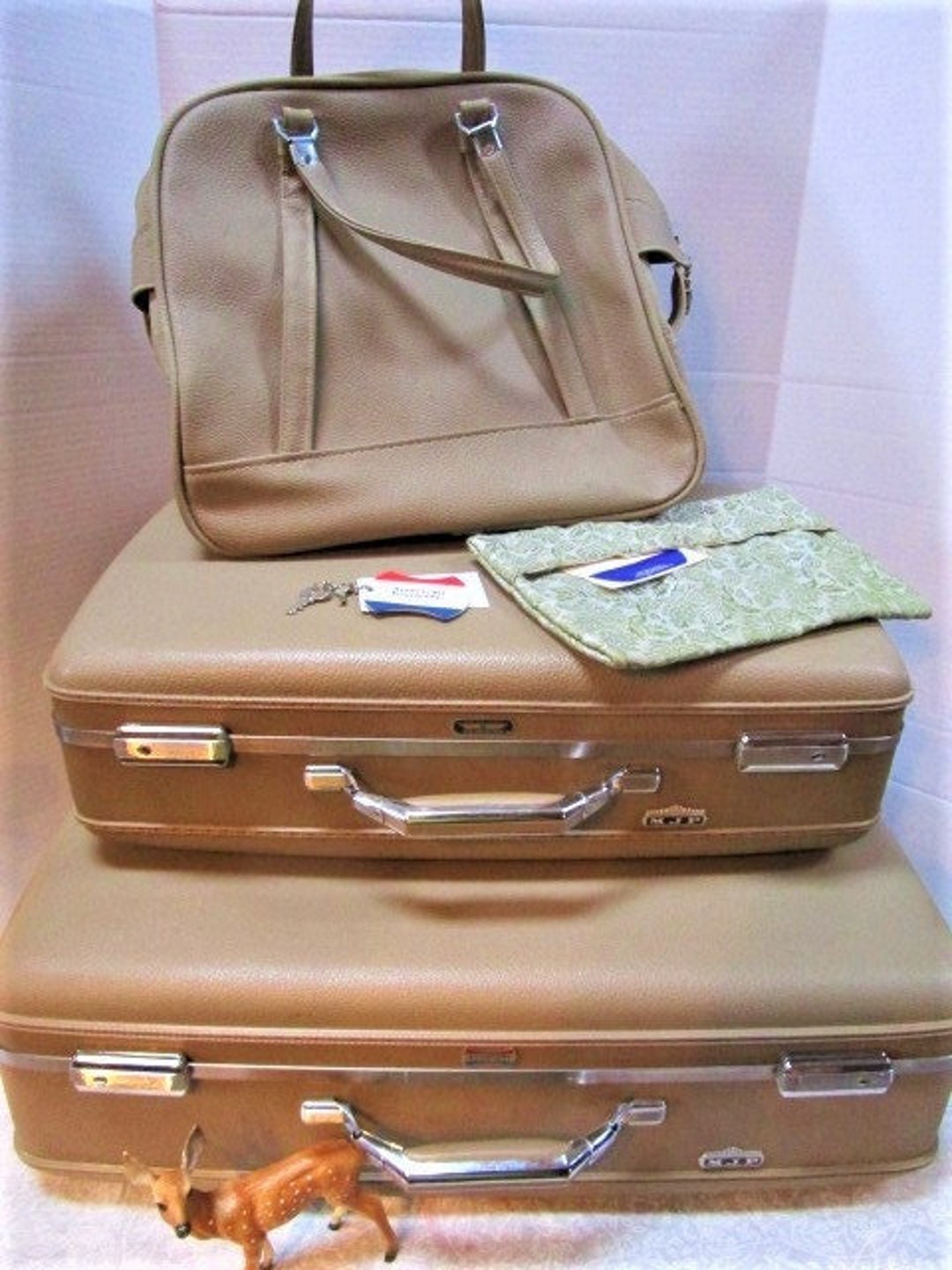 3+ Piece Vintage Luggage Set W/ Keys American Tourister Extra Large ...