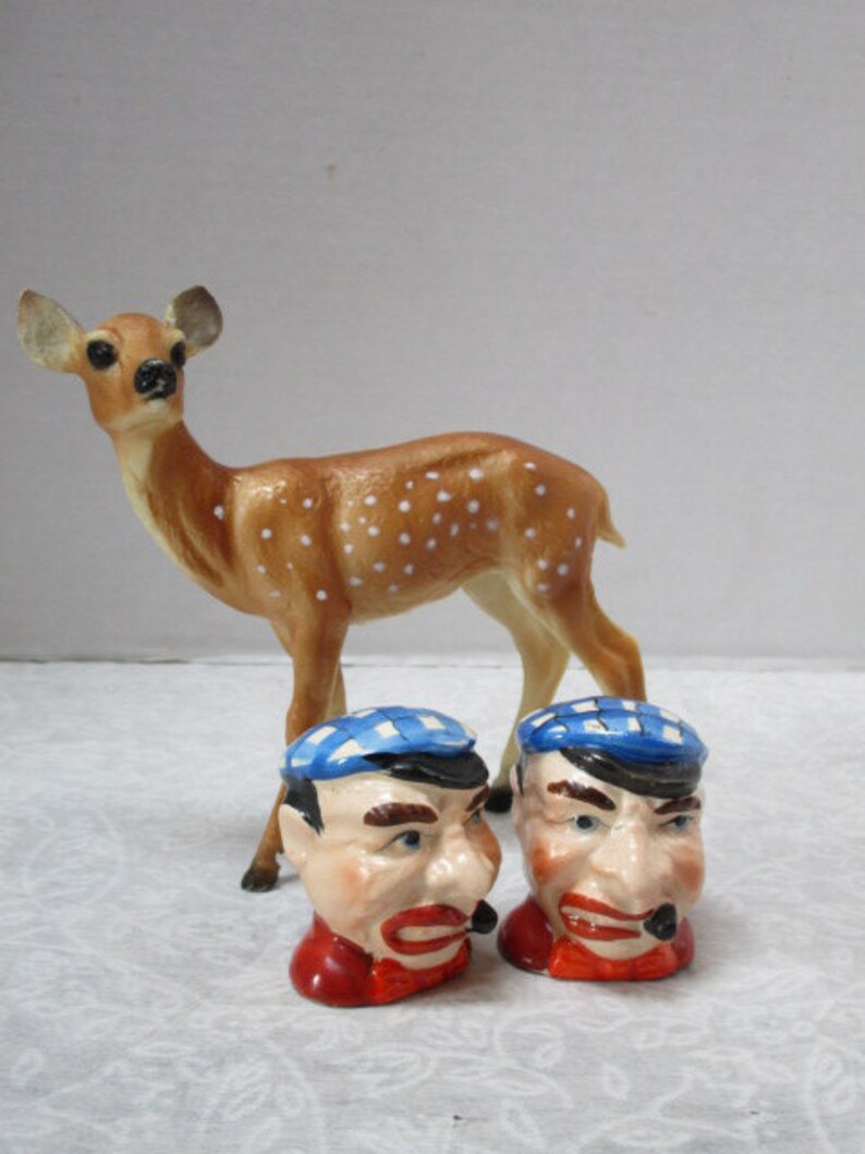 Vintage Grumpy Man With Cigar Salt and Pepper Shakers Crabby - Etsy