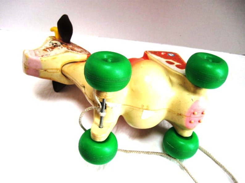 Vintage Cow Pull Toy, Fisher Price Molly Moo Cow, 1970's, Classic ...