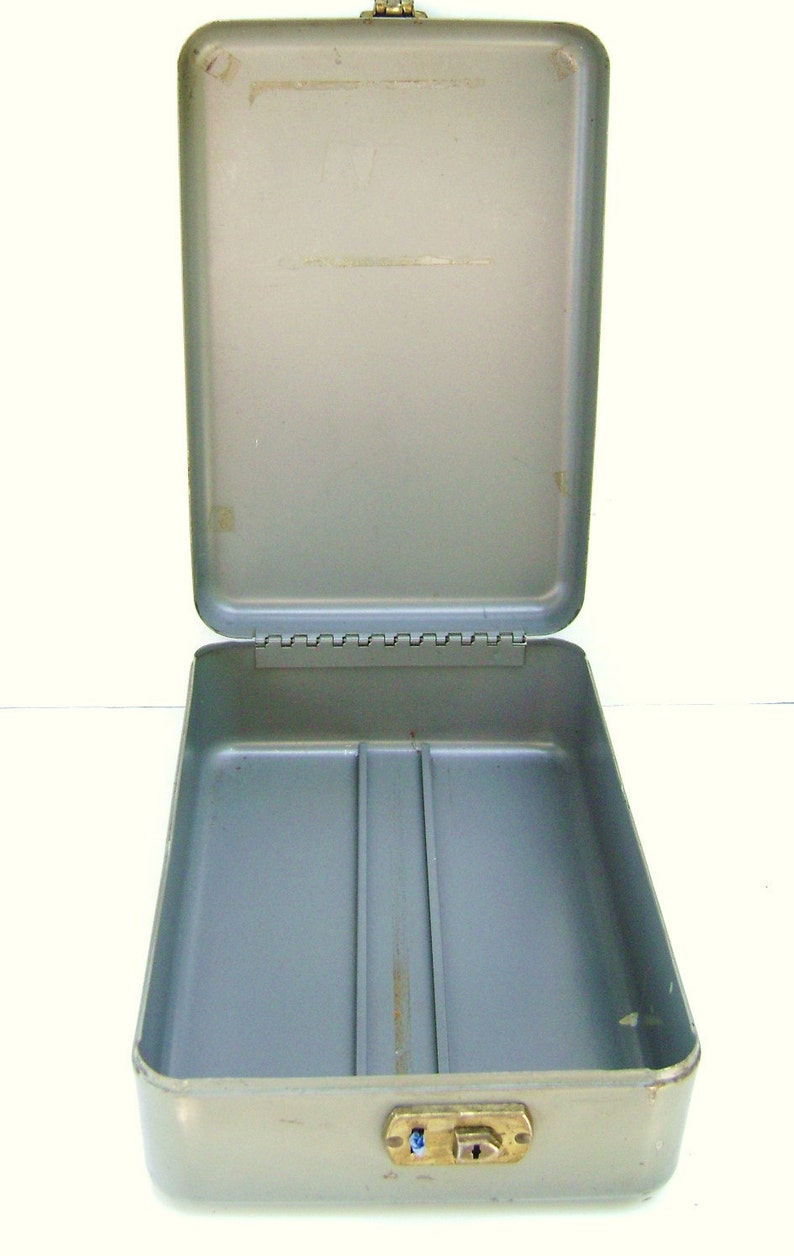 Vintage Steel Lock Box, Industrial Storage, Grey, Repurpose Storage ...