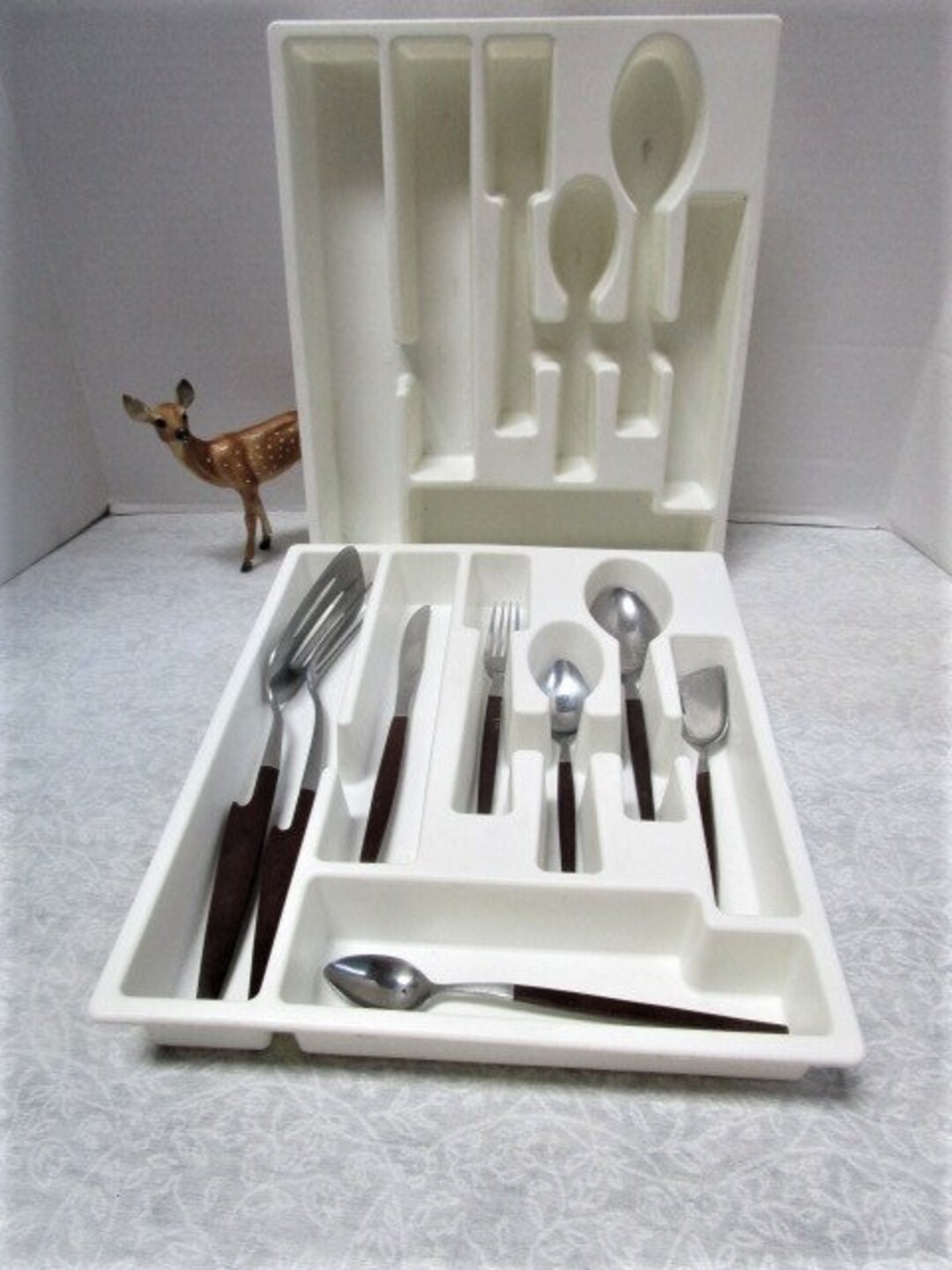 2 Extra Large Vintage Silverware Drawer Organizers, Pair of Cutlery ...