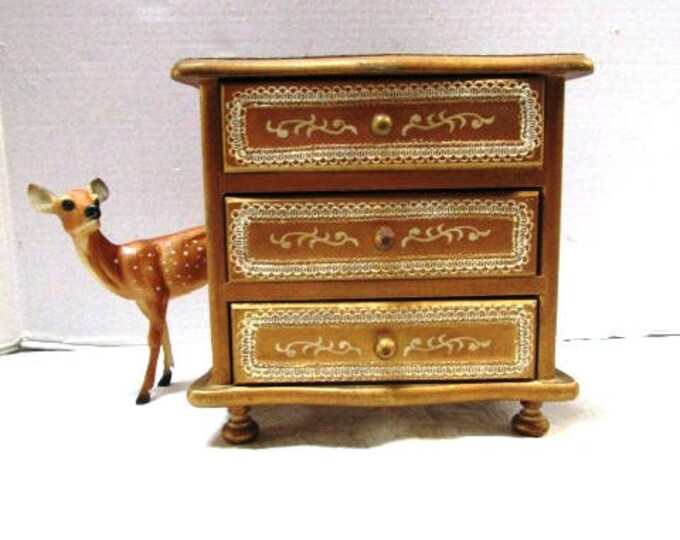 Vintage Florentine Music Box Deluxe Jewelry Chest W/ Hand Painted Ecru ...