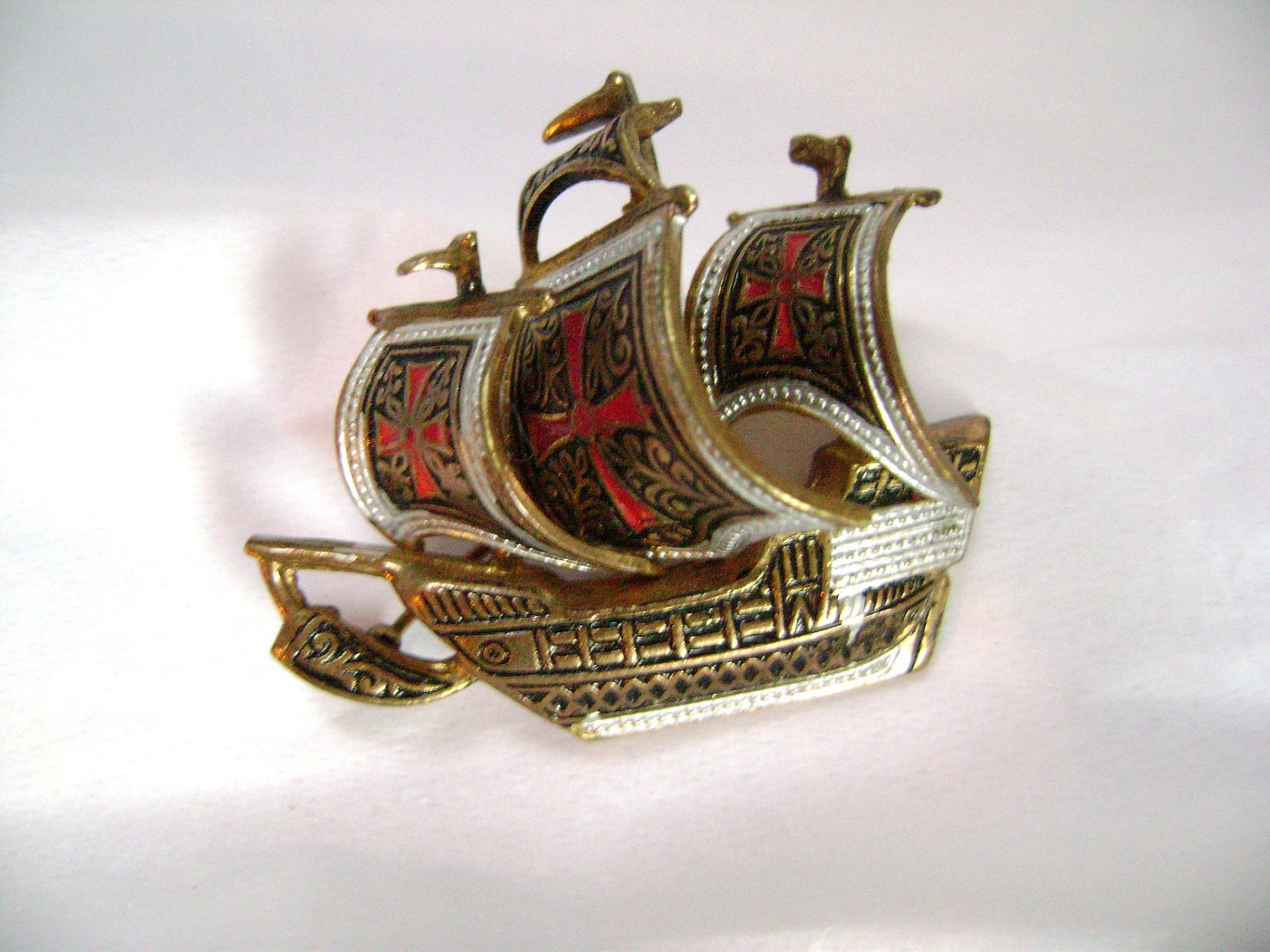 VINTAGE Brooch Spanish Galleon Shaped Pin Marked Spain | Etsy