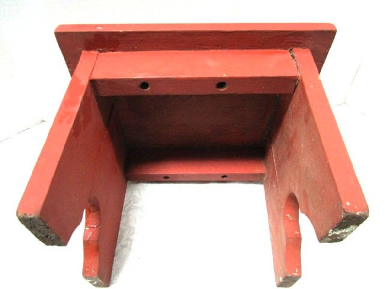 Vintage Wooden Stool Rust Red W/ Stencil Primitive Farmhouse - Etsy