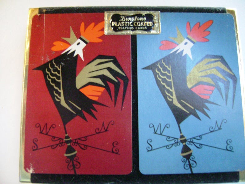 Vintage Set of 2 Decks Playing Cards Flamoyant Rooster Strut - Etsy