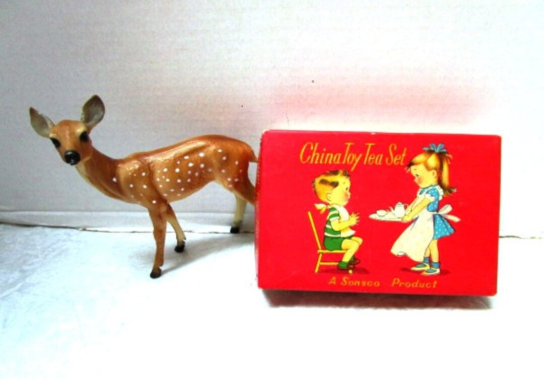 Sweet Vintage China Tea Set in Original Box W/ Sweet Graphics of Boy ...