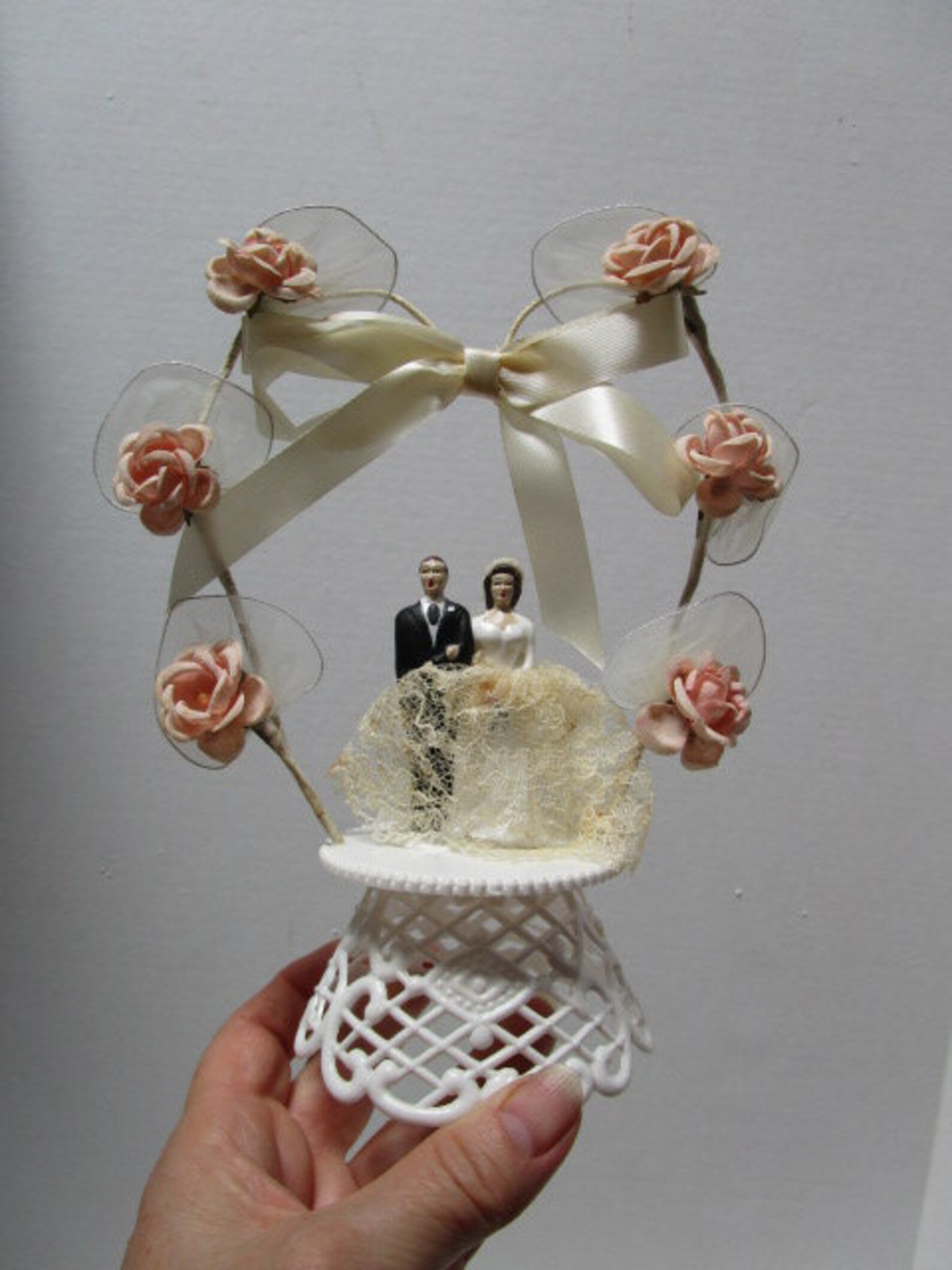 Vintage Wedding Cake Topper, Beautiful Detail, Roses + Lace, Antique ...