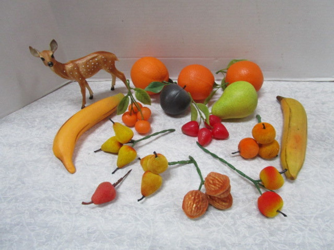 Vintage Lot Plastic Fruit, Some Flocked, for Craft Supply Re-purposing ...