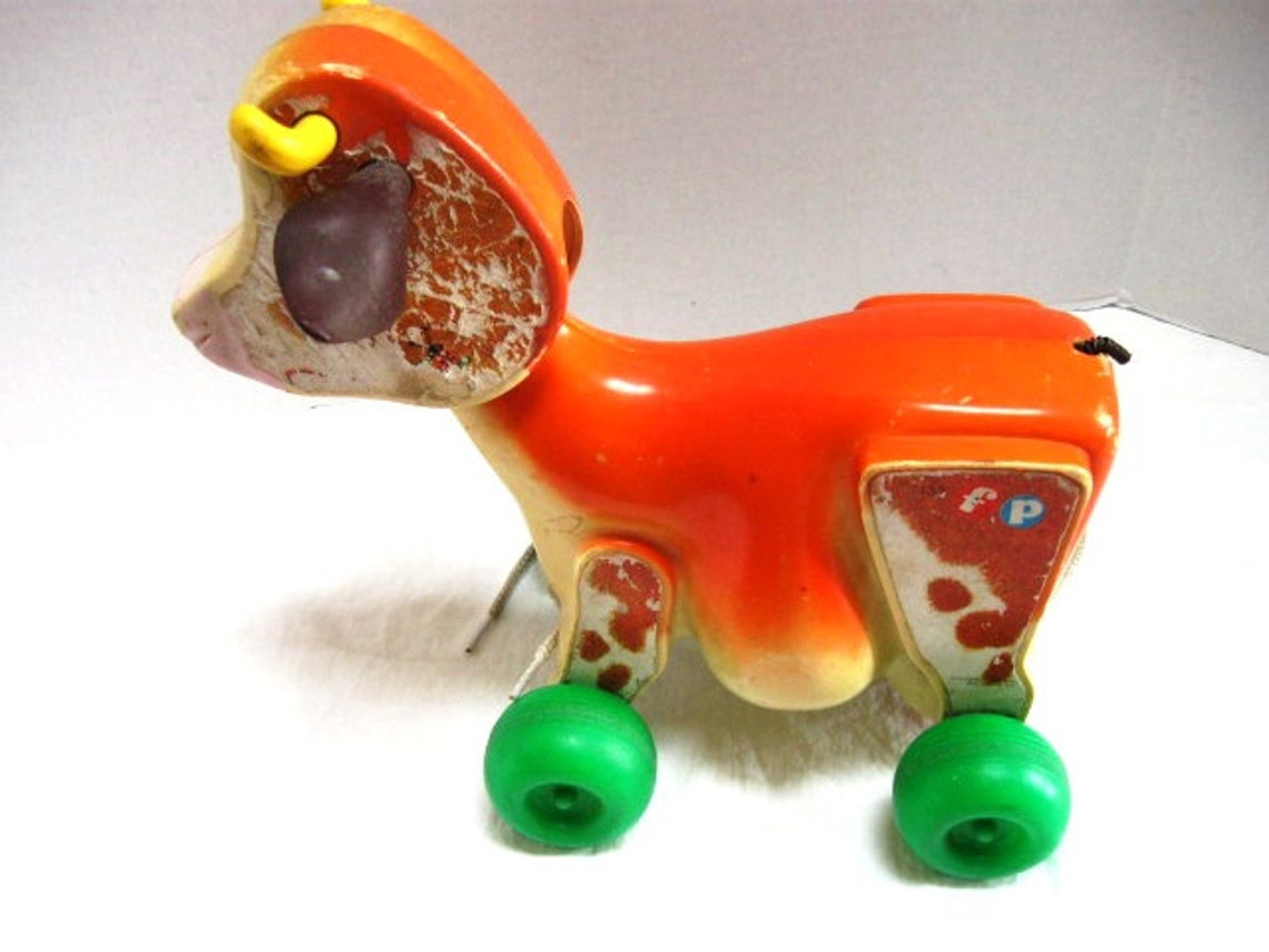 Vintage Cow Pull Toy, Fisher Price Molly Moo Cow, 1970's, Classic ...
