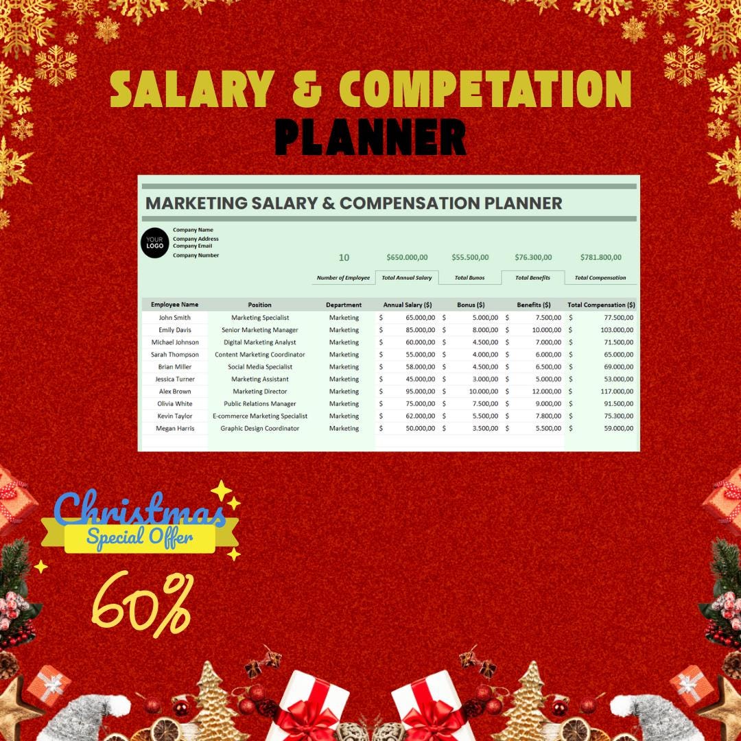 Marketing Salary Planner Salary Tracker Spreadsheet Paycheck Tracker ...
