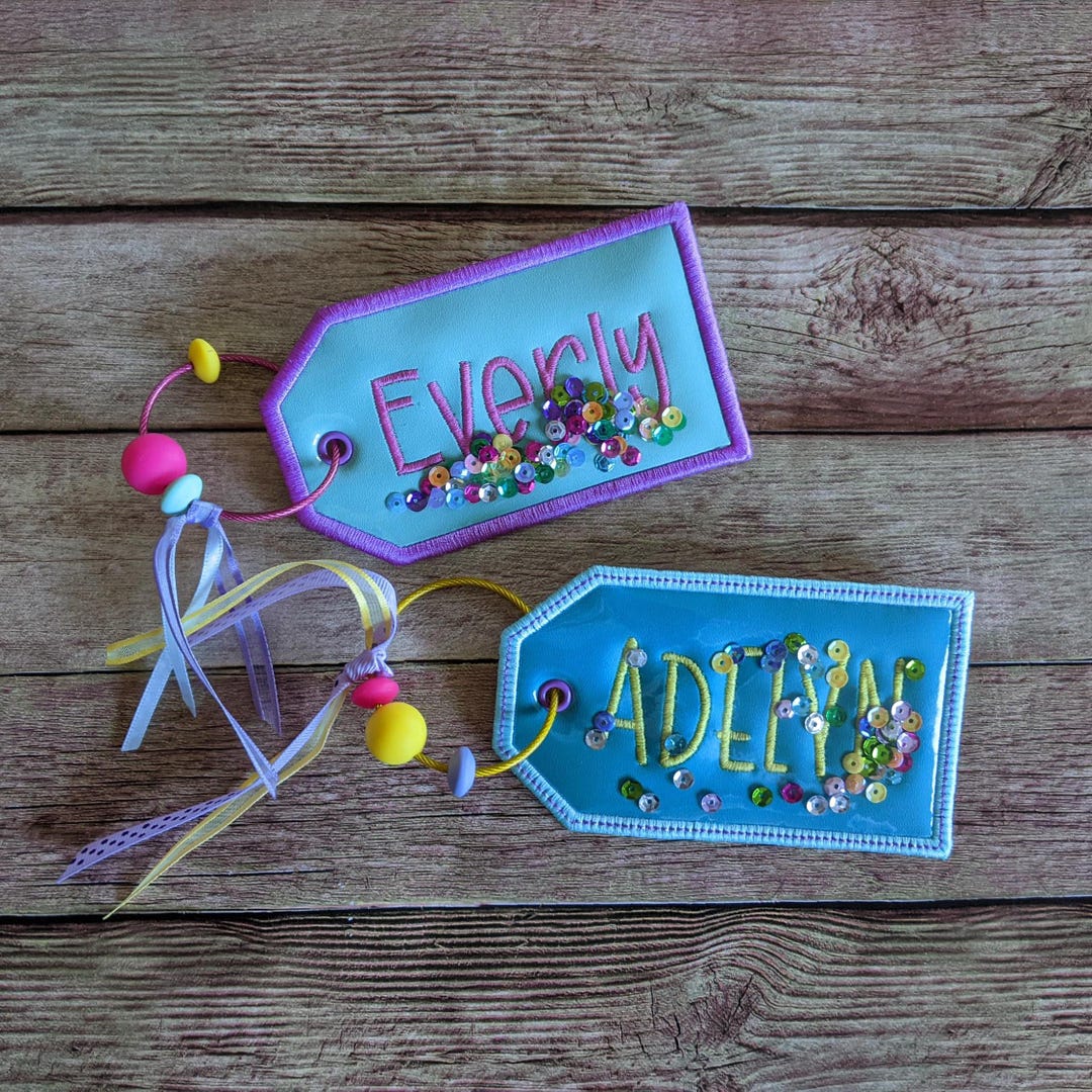 Shaker Style Name Tag for Gifts, Backpacks, Baskets, Glitter, Rainbow ...