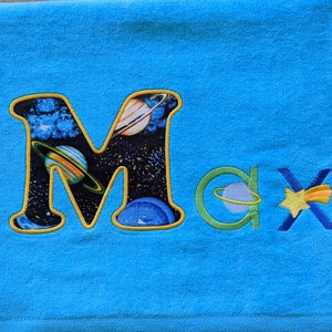 Personalized Space Theme Beach Towel, Kid's Custom Rocket Towel ...