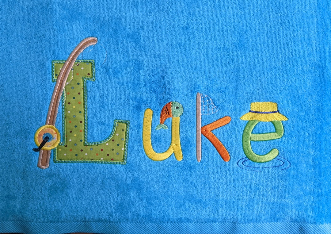 Fishing Theme Beach Towel, Personalized Beach Towel, Kid's Beach Towel ...
