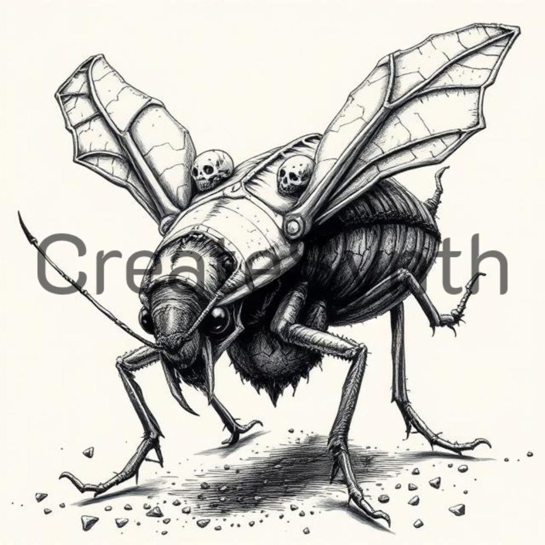 Dark Cockroach Clipart | Gothic Insect PNG & JPG | Creepy Bug Digital ...