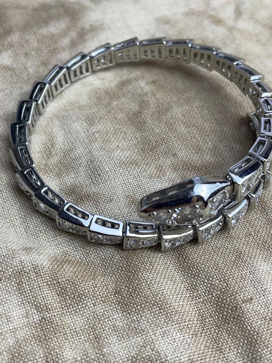 Bulgari Serpenti Viper Double Layer Wrap Bracelet 18k White Gold Pave ...