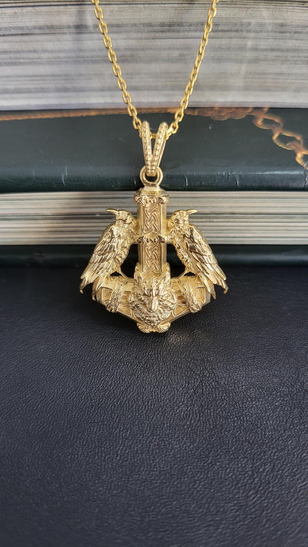 Thor Hammer Gold Pendant for Men, 10k 14k 18k Solid Gold Jewelry, the ...