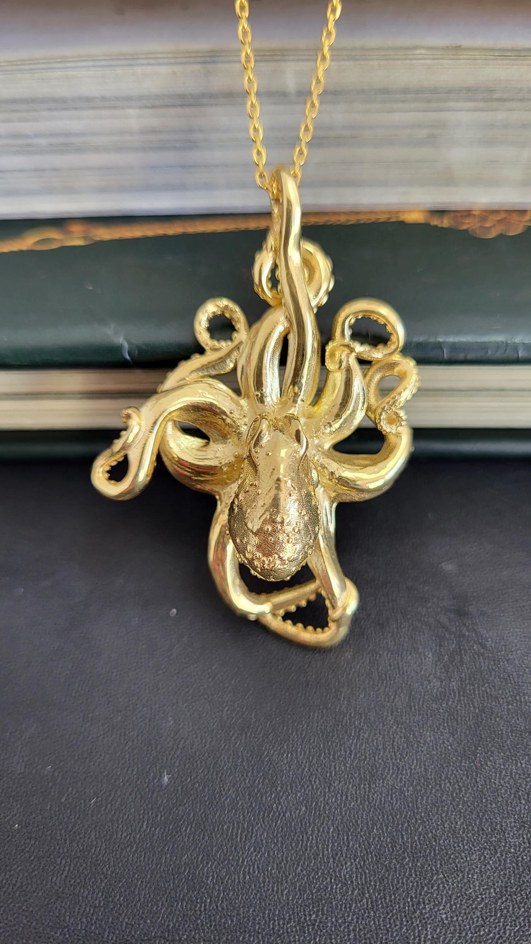 Octopus Gold Pendant for Men, 10k 14k 18k Solid Gold Jewelry, Gold ...