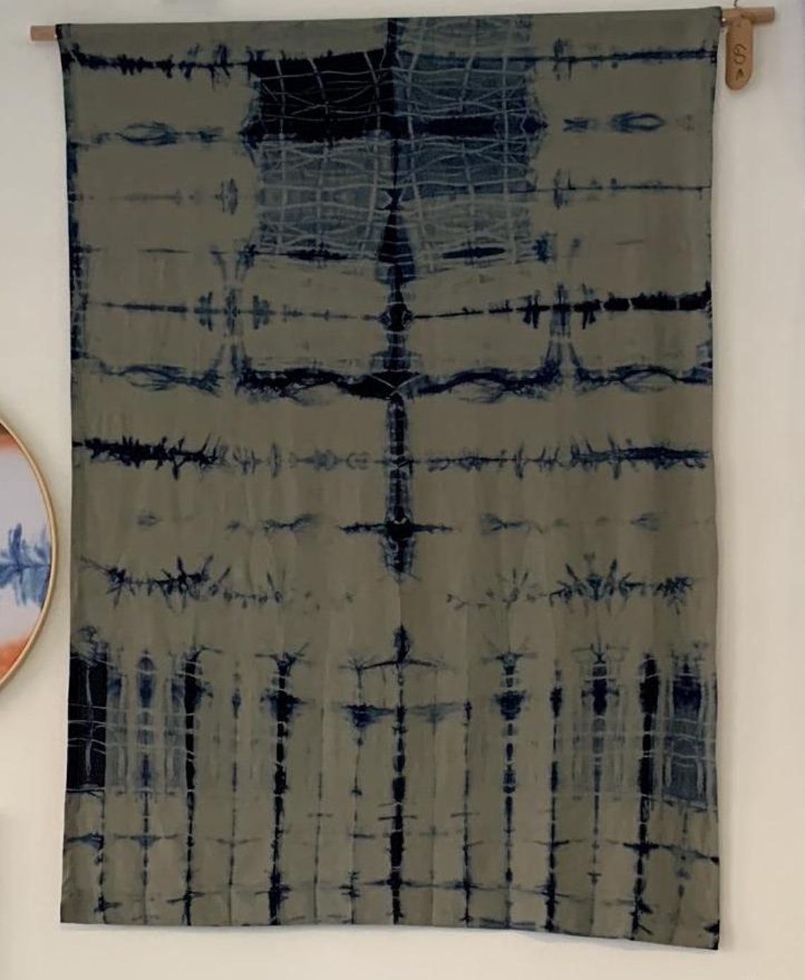 Wall Hanging Shibori Art , Hand Made 100% Cotton Wall Art for Hang ...