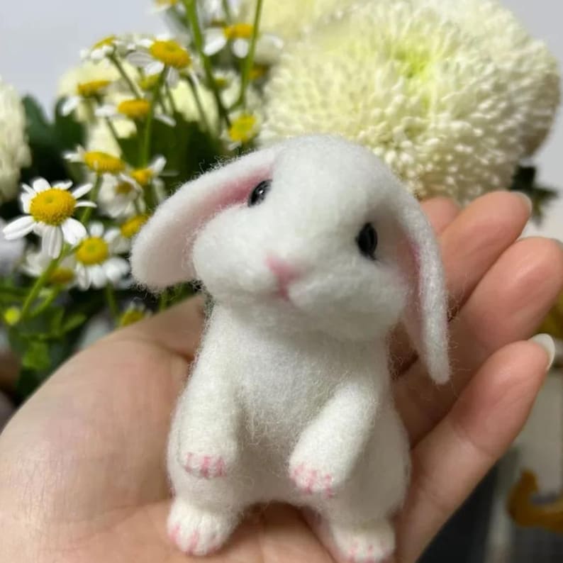 Needle Felt Animals Mini Felt Bunnies Felt Animal Sculptures Felt ...