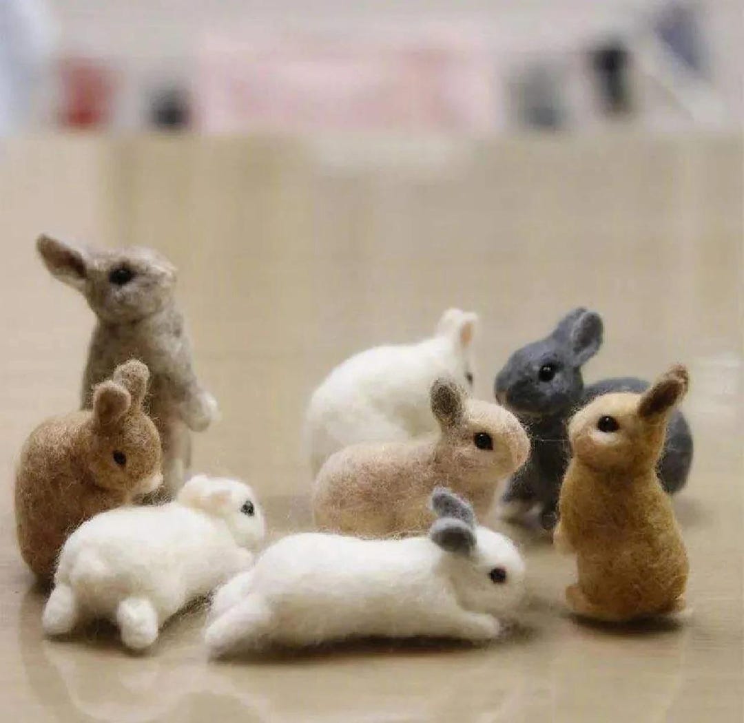 Needle Felted Mini Bunnies | Handmade Wool Animal Sculpture - Etsy
