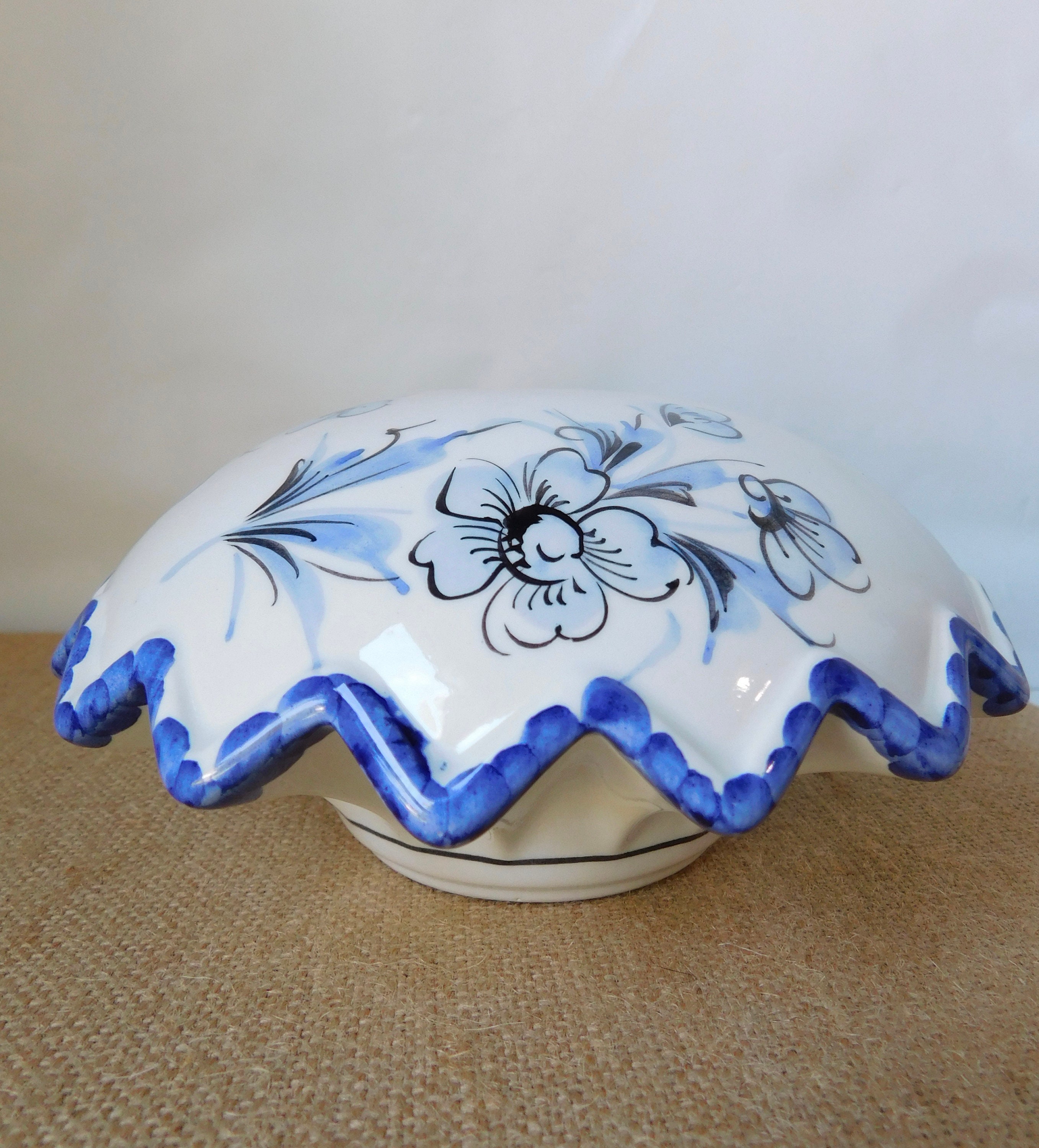 Vintage ITALIAN Hand Painted Delft Blue Floral Porcelain - Etsy UK