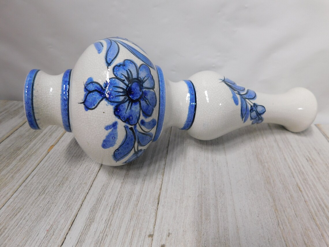 Vintage Italian Hand Painted Delft Blue Floral Crackled - Etsy