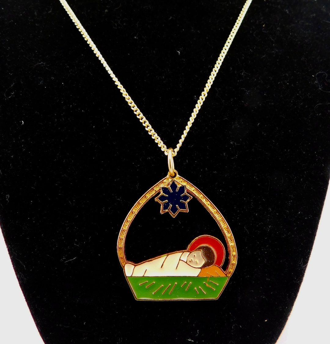 Gold Tone Enameled Baby Jesus Pendant/necklace. TSG Marked. - Etsy