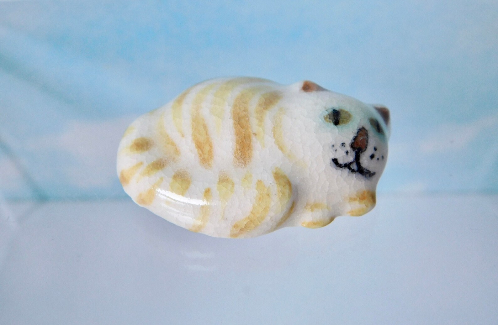 Vintage Hand Made Ceramic Cat Brooch/pin Yellow Striped Cat - Etsy