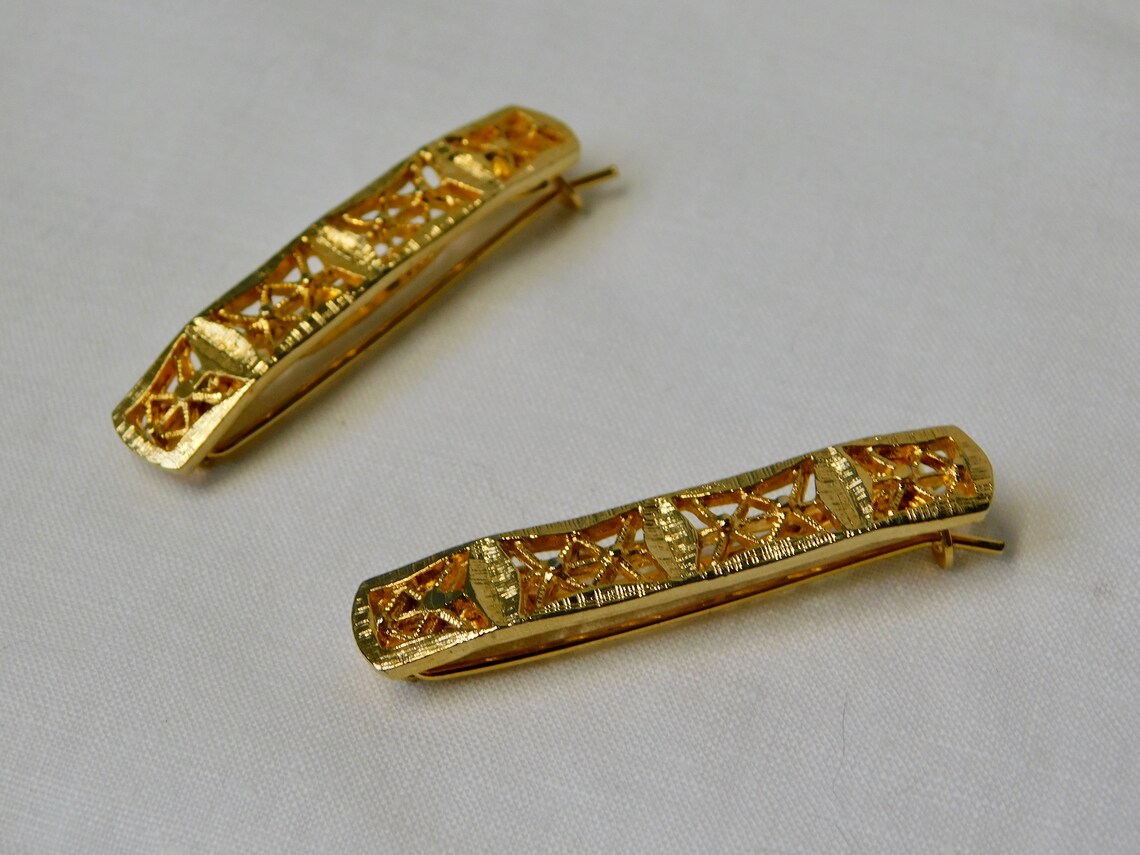 Pair of Gold tone Metal Hair Barrettes . | Etsy