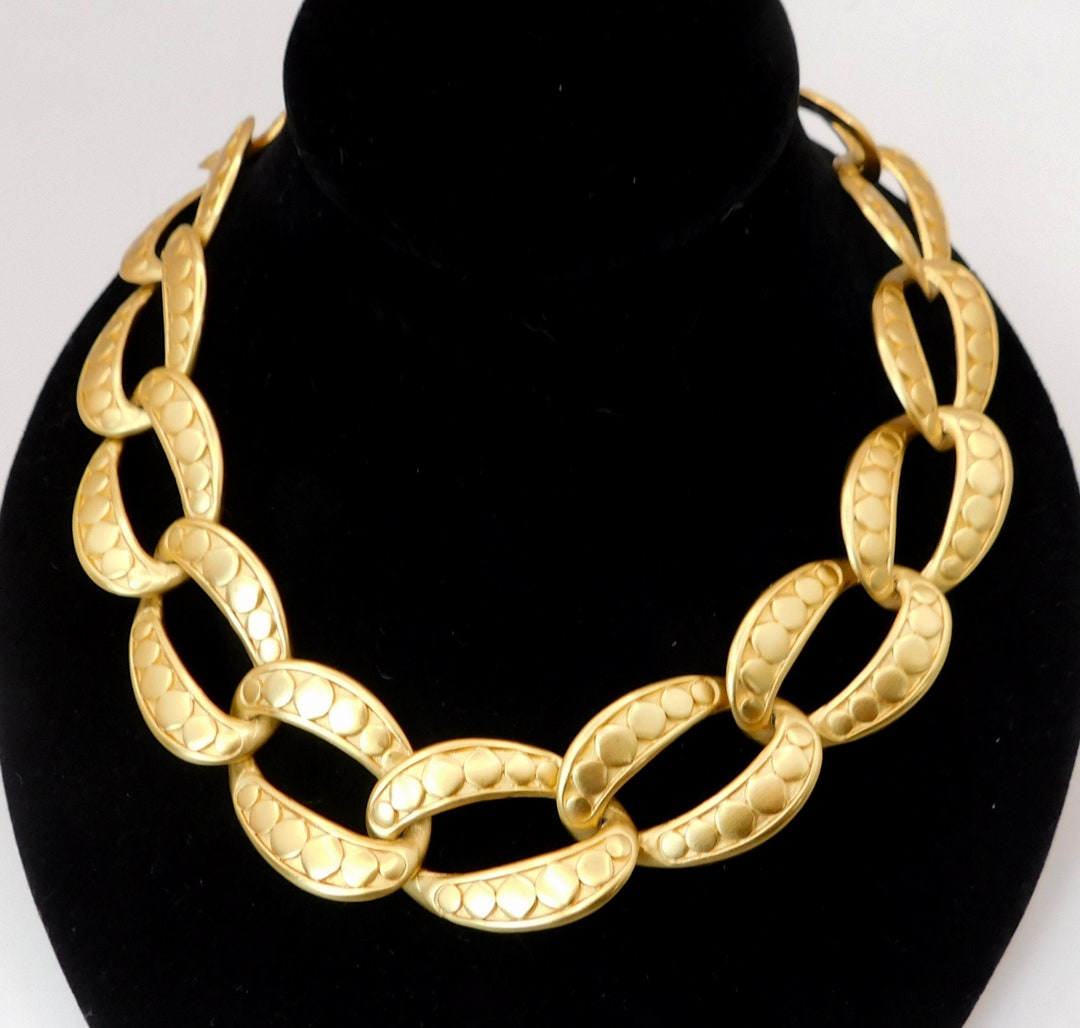 Vintage ANN KLEIN Brushed Gold-tone Dotted Chain Necklace. - Etsy