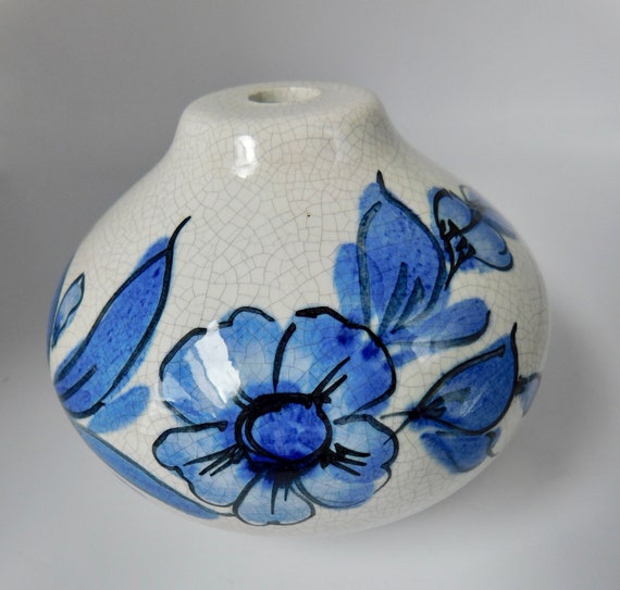 Vintage Italian Hand Painted Delft Blue Floral Porcelain - Etsy